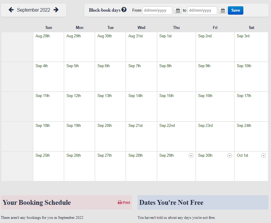 Updating Calendar and Weekly Timesheets
