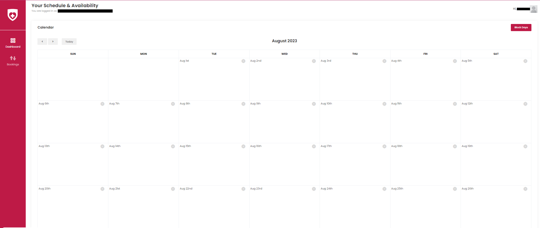 My Schedule/ updating availability